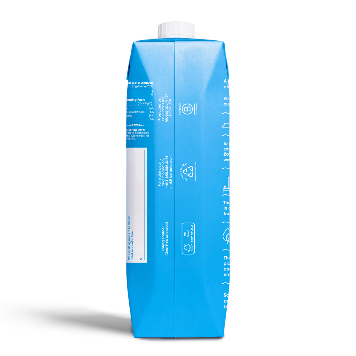 JUST Water, Bottled Alkaline Still Spring Water, 6 Pack (1L | 33.8 fl ...